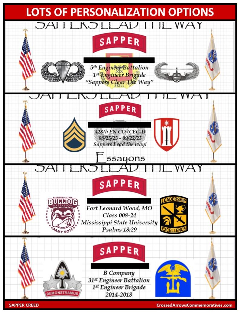 BEST U.S. Army Sapper Creed Aged Parchment Matted PERSONALIZED (with ...