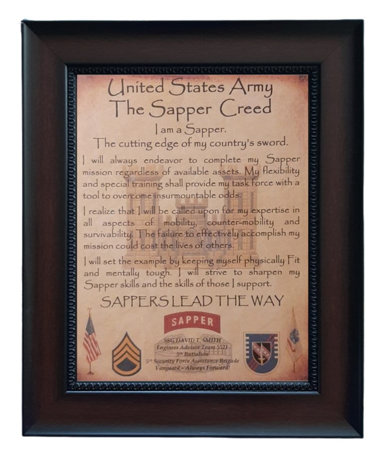 BETTER U.S. Army Sapper Creed Aged Parchment PERSONALIZED (with Coin ...
