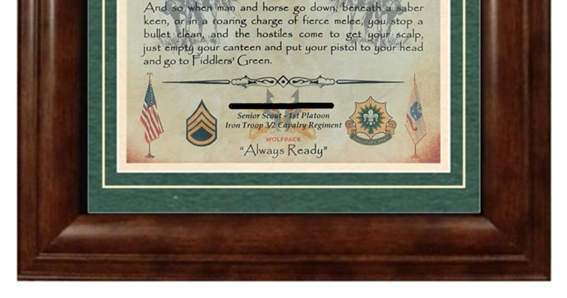 BEST U.S. Army Cavalry Fiddler's Green Aged Parchment - Etsy