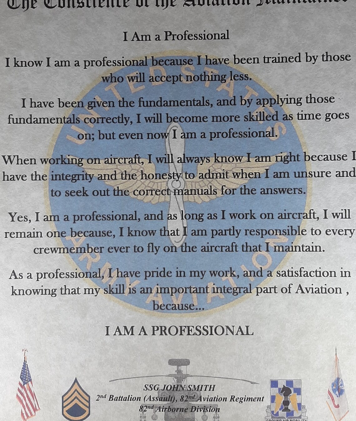 BEST Army Conscience of the Aviation Maintainer Aged Parchment | Etsy