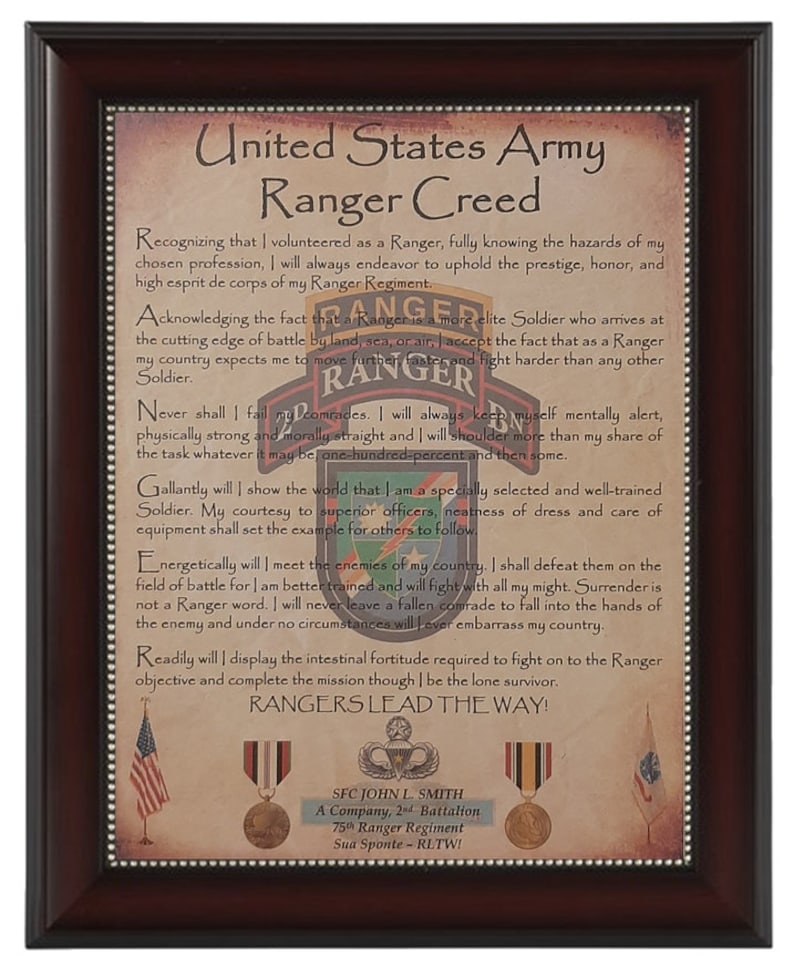 BETTER U.S. Army Ranger Creed Choice of Battalions / Units - Etsy