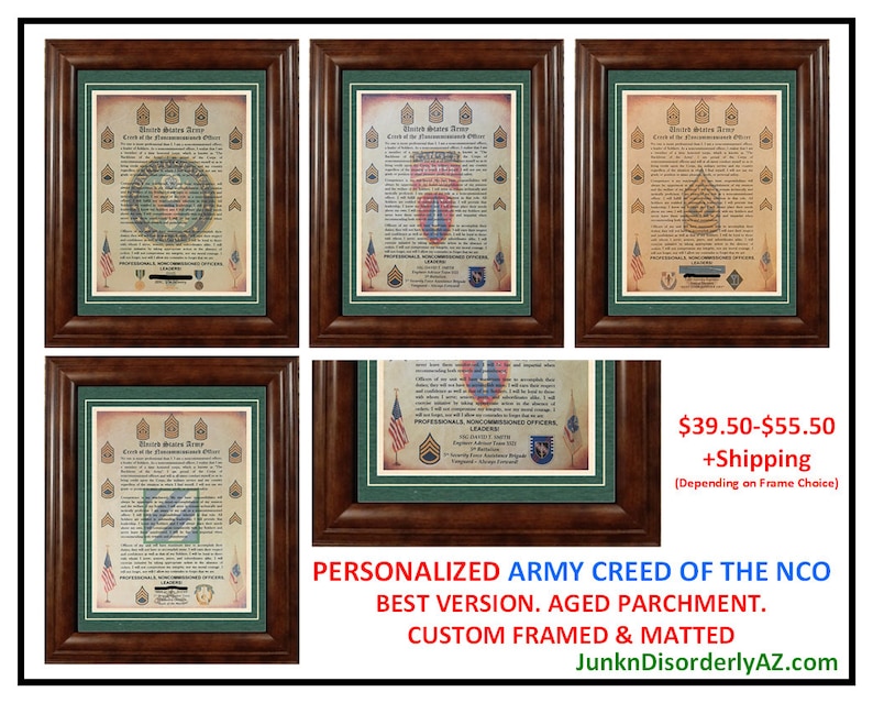 BETTER U.S. Army NCO Creed of the Noncommissioned Officer Aged ...