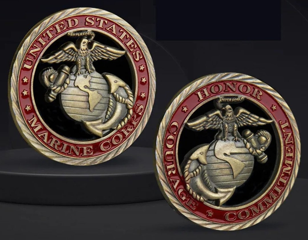 Challenge Coin: Marine Globe and Anchor - Etsy