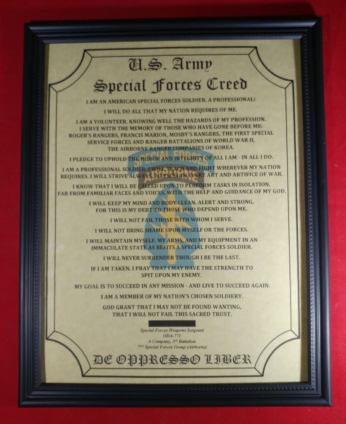 NICE or BETTER Army Special Forces Creed Green Beret | Etsy