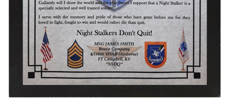 NICE or BETTER U.S. Army 160th SOAR Night Stalkers Creed - Etsy