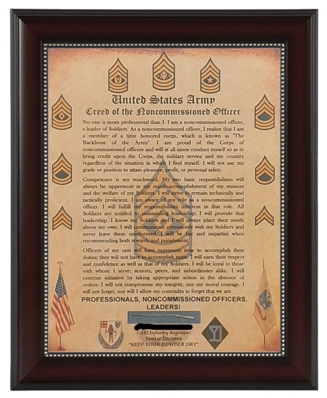 BETTER U.S. Army NCO Creed of the Noncommissioned Officer Aged - Etsy