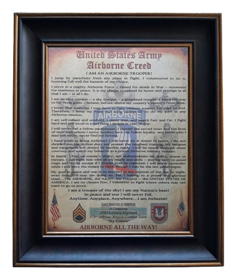 BETTER U.S. Army Paratrooper Airborne Creed & "cheap Thrills": 173rd ...