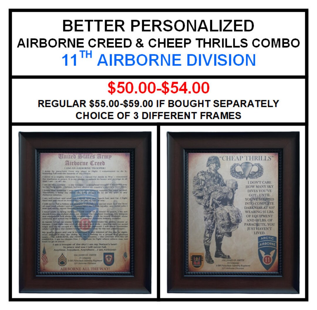 BETTER U.S. Army Paratrooper Airborne Creed & "cheap Thrills": 11th ...