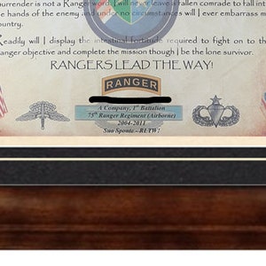 BEST U.S. Army Ranger Creed Aged Parchment All Battalions Available ...