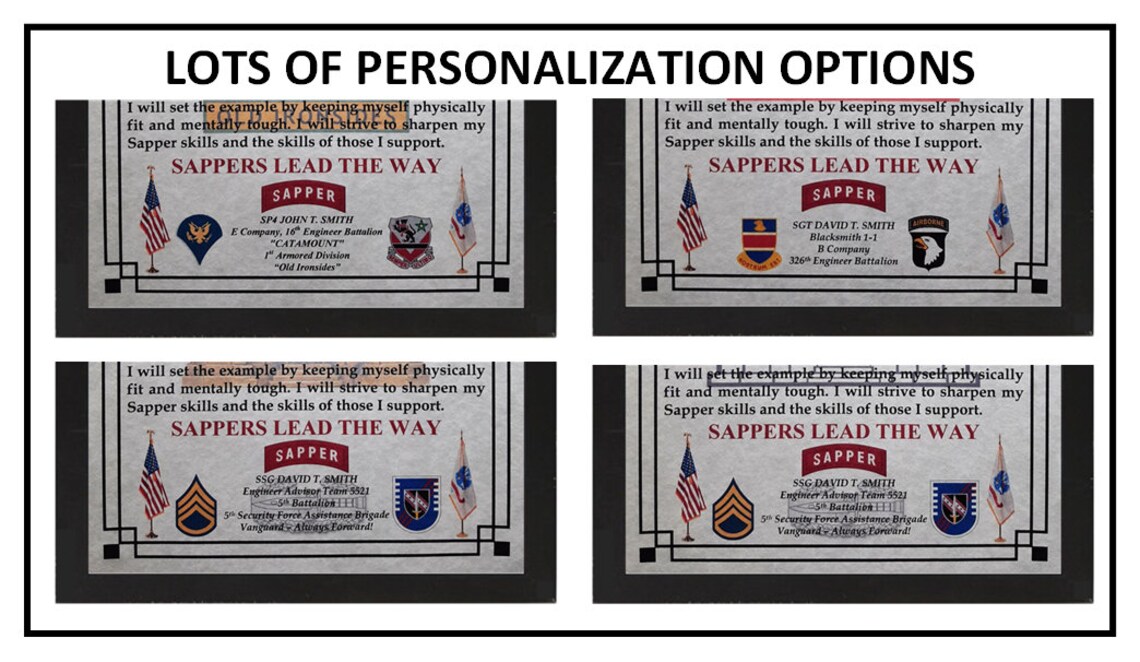 NICE or BETTER U.S. Army Sapper Creed PERSONALIZED with Coin | Etsy