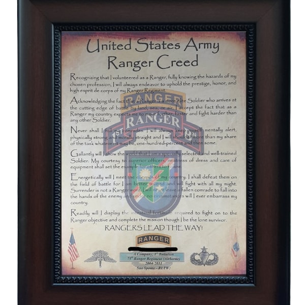 Army Rangers Creed - Etsy