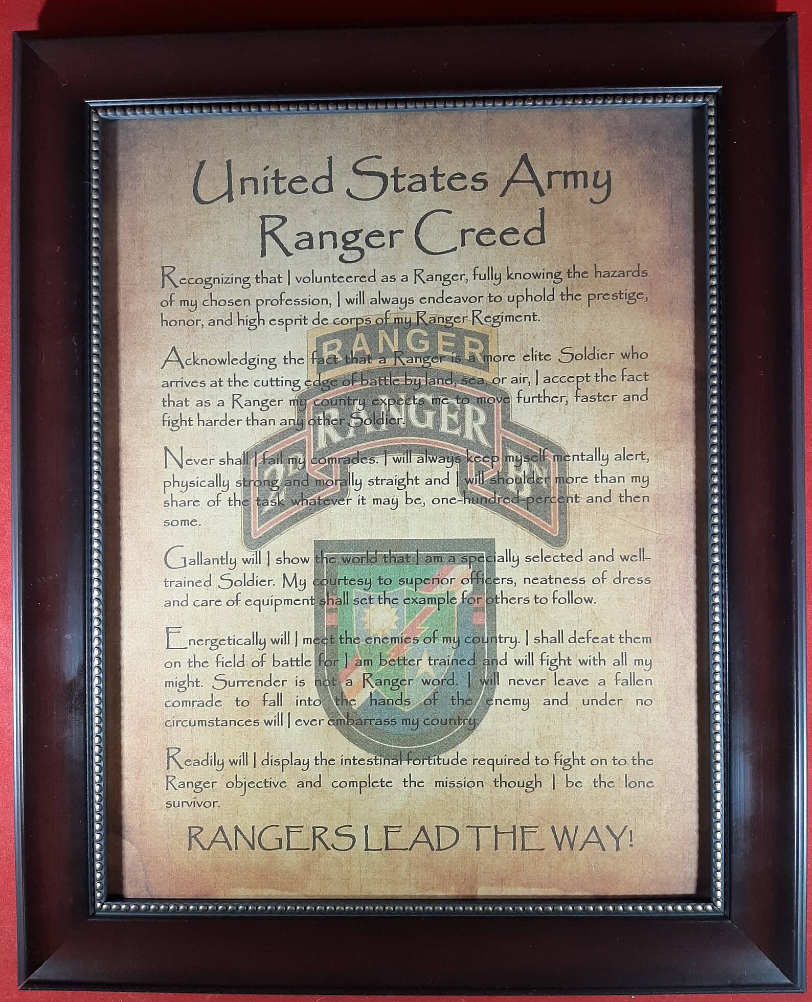 NICE or BETTER Army Ranger Creed Choice of Battalions / Units | Etsy