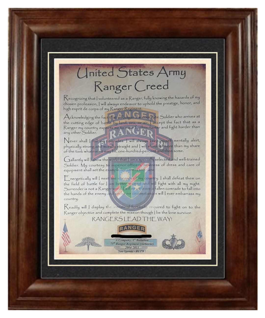 BEST U.S. Army Ranger Creed Aged Parchment All Battalions Available ...