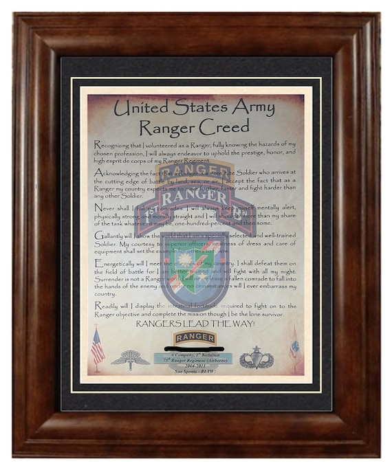 BEST U.S. Army Ranger Creed Aged Parchment All Battalions - Etsy