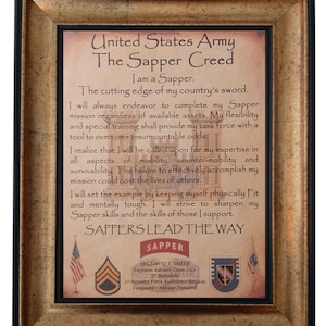 BETTER U.S. Army Sapper Creed Aged Parchment PERSONALIZED (with Coin ...