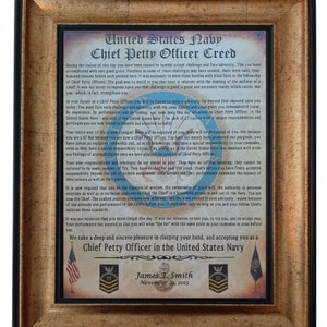 BETTER U.S. Navy Chief Petty Officer CPO Creed Framed - Etsy
