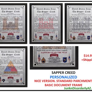 NICE or BETTER U.S. Army Sapper Creed PERSONALIZED with Coin | Etsy