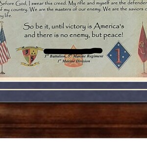 BEST U.S. Marine Corps Rifleman's Creed Aged Parchment Framed Matted ...