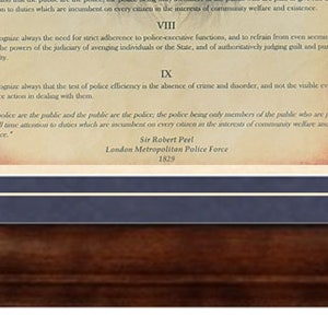 BEST Law Enforcement Peel's 9 Principles of Policing Aged Parchment ...