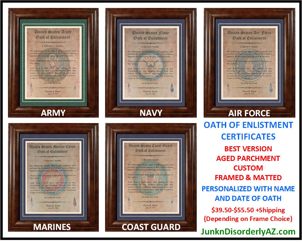 NICE or BETTER Oath of Enlistment Certificate: U.S. Navy - Etsy