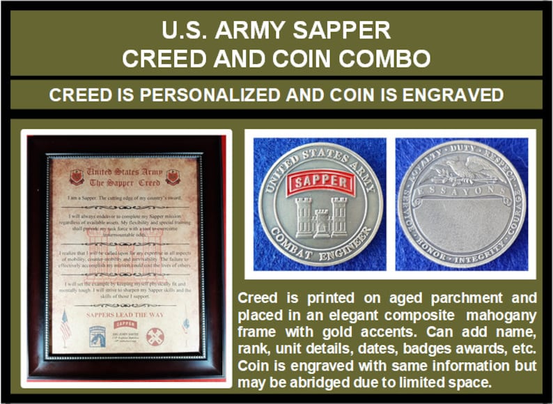 BETTER U.S. Army Sapper Creed Aged Parchment PERSONALIZED and - Etsy