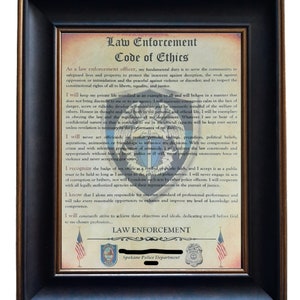 BETTER Law Enforcement Code of Ethics Aged Parchment PERSONALIZED (with ...