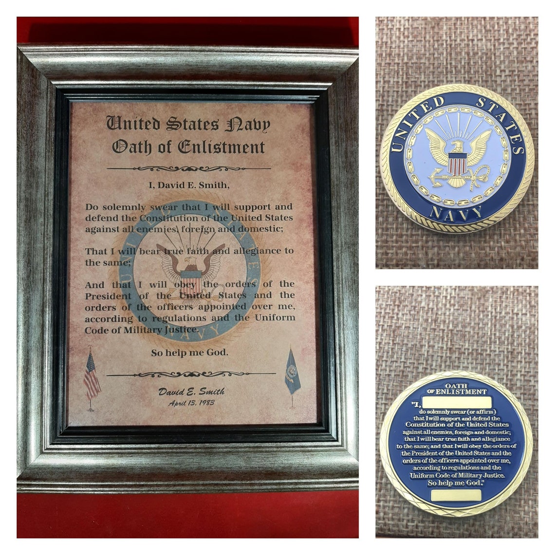 BETTER US Military Oath of Enlistment Coin & Certificate All | Etsy