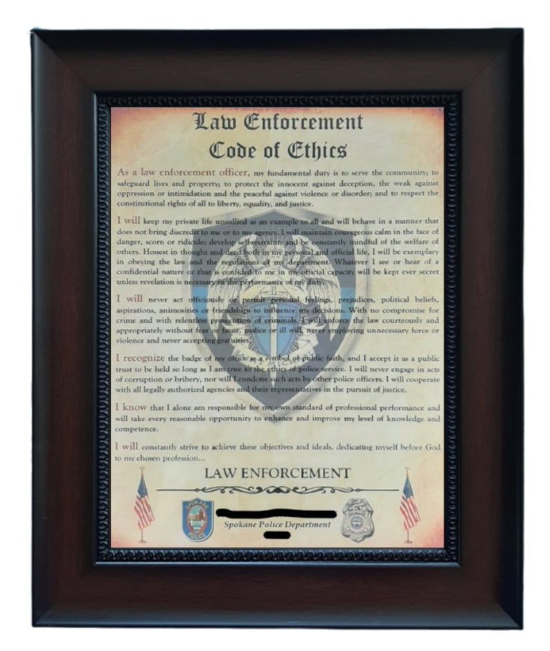 BETTER Law Enforcement Code of Ethics Aged Parchment PERSONALIZED (with ...