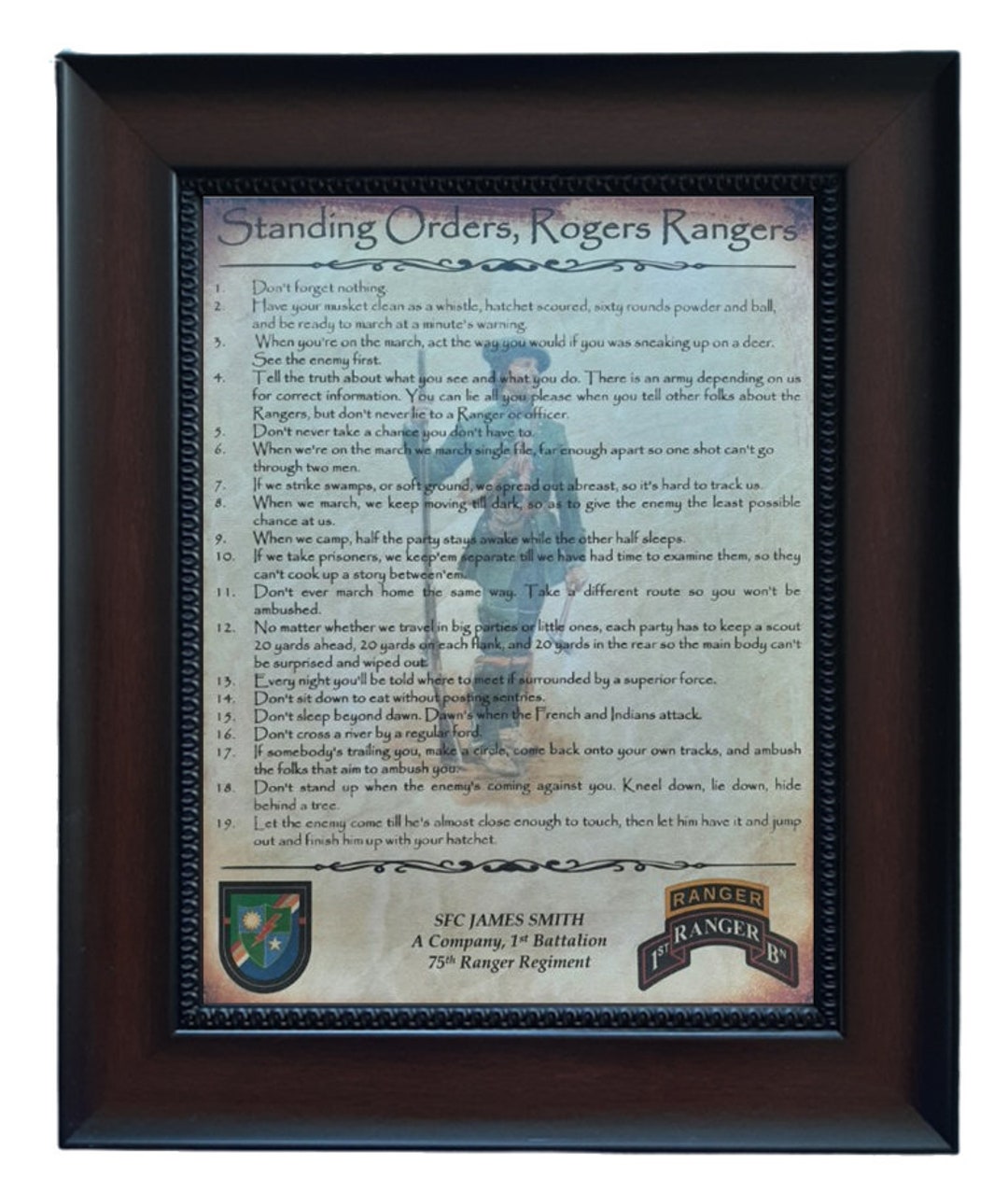 BETTER U.S. Army Roger's Rangers Standing Orders Aged Parchment ...