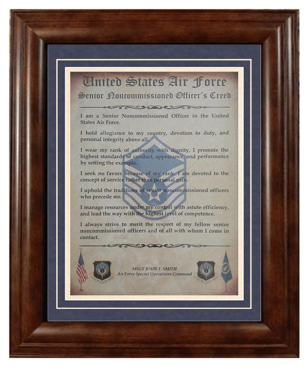BEST U.S. Air Force Senior Noncommissioned Officer NCO Creed Aged ...