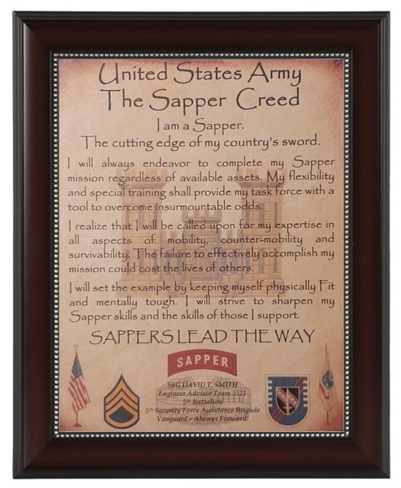 BETTER U.S. Army Sapper Creed Aged Parchment PERSONALIZED | Etsy