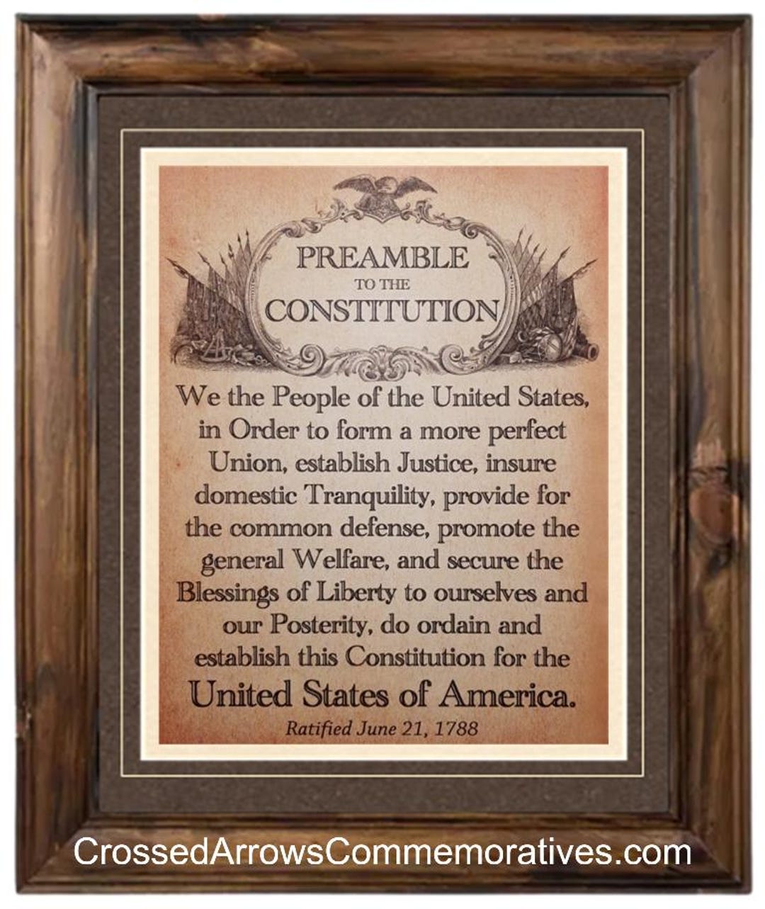 Patriot Series: the Preamble to the Constitution / Printed on Aged ...