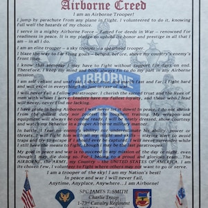NICE or BETTER U.S. Army Paratrooper Airborne Creed: 82nd Airborne ...