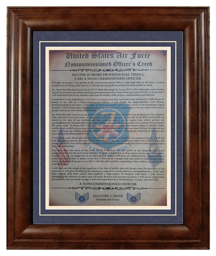 BETTER Army NCO Creed of the Noncommissioned Officer Aged Parchment ...
