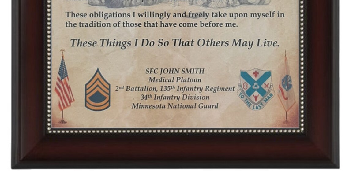 BETTER U.S. Army Combat Medic's Creed Aged Parchment - Etsy