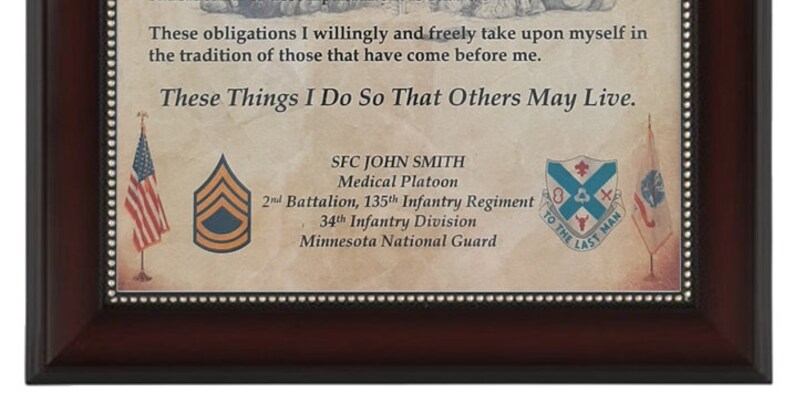 BETTER U.S. Army Combat Medic's Creed Aged Parchment - Etsy