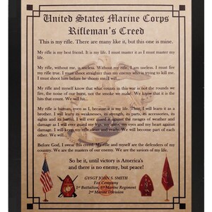 NICE or BETTER U.S. Marine Corps Rifleman's Creed PERSONALIZED with ...