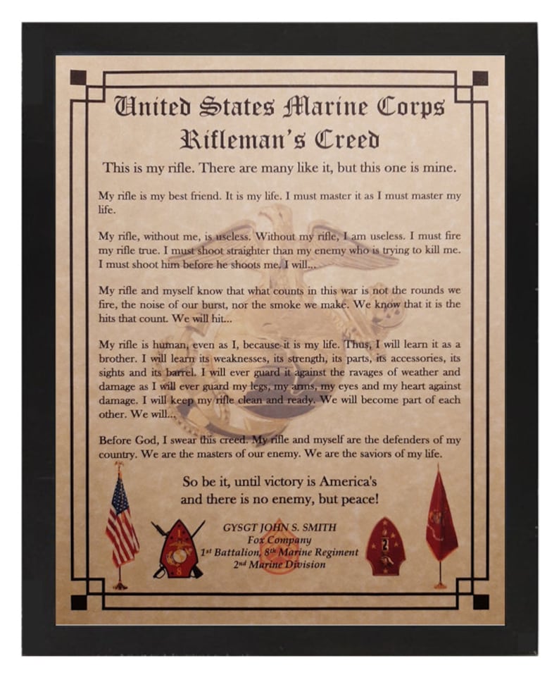 NICE or BETTER U.S. Marine Corps Rifleman's Creed - Etsy