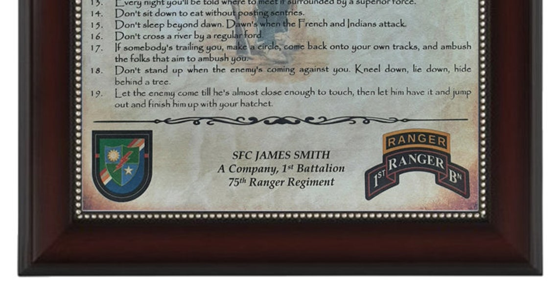 BETTER U.S. Army Roger's Rangers Standing Orders Aged - Etsy
