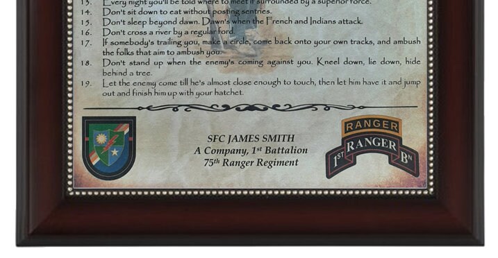 BETTER U.S. Army Roger's Rangers Standing Orders Aged - Etsy