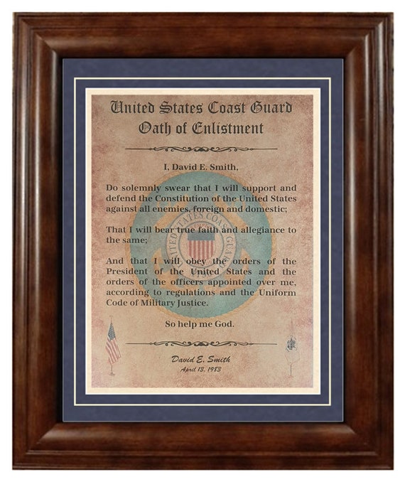 BEST U.S. Coast Guard Oath of Enlistment Certificate - Etsy