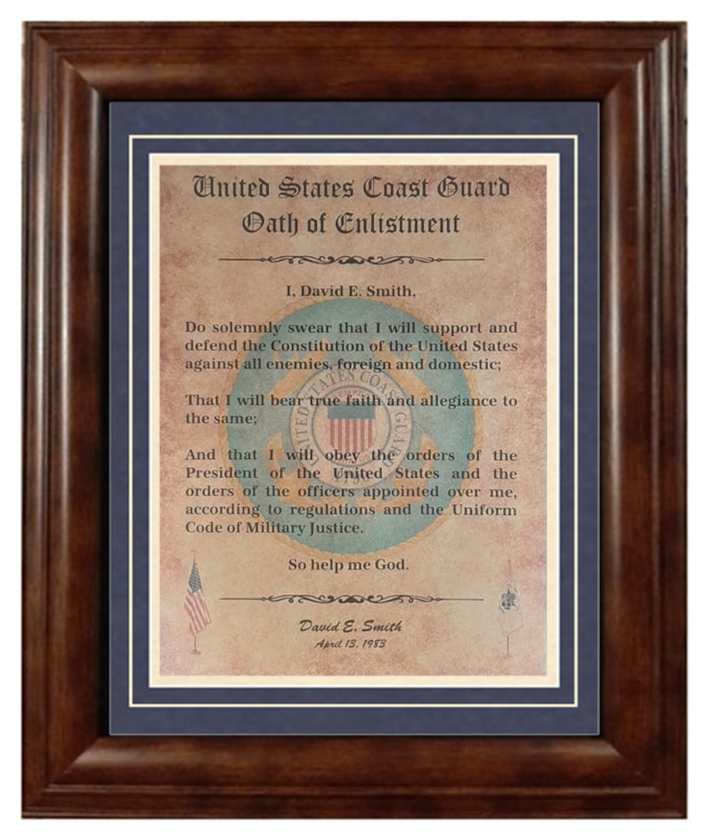 BEST U.S. Coast Guard Oath of Enlistment Certificate - Etsy