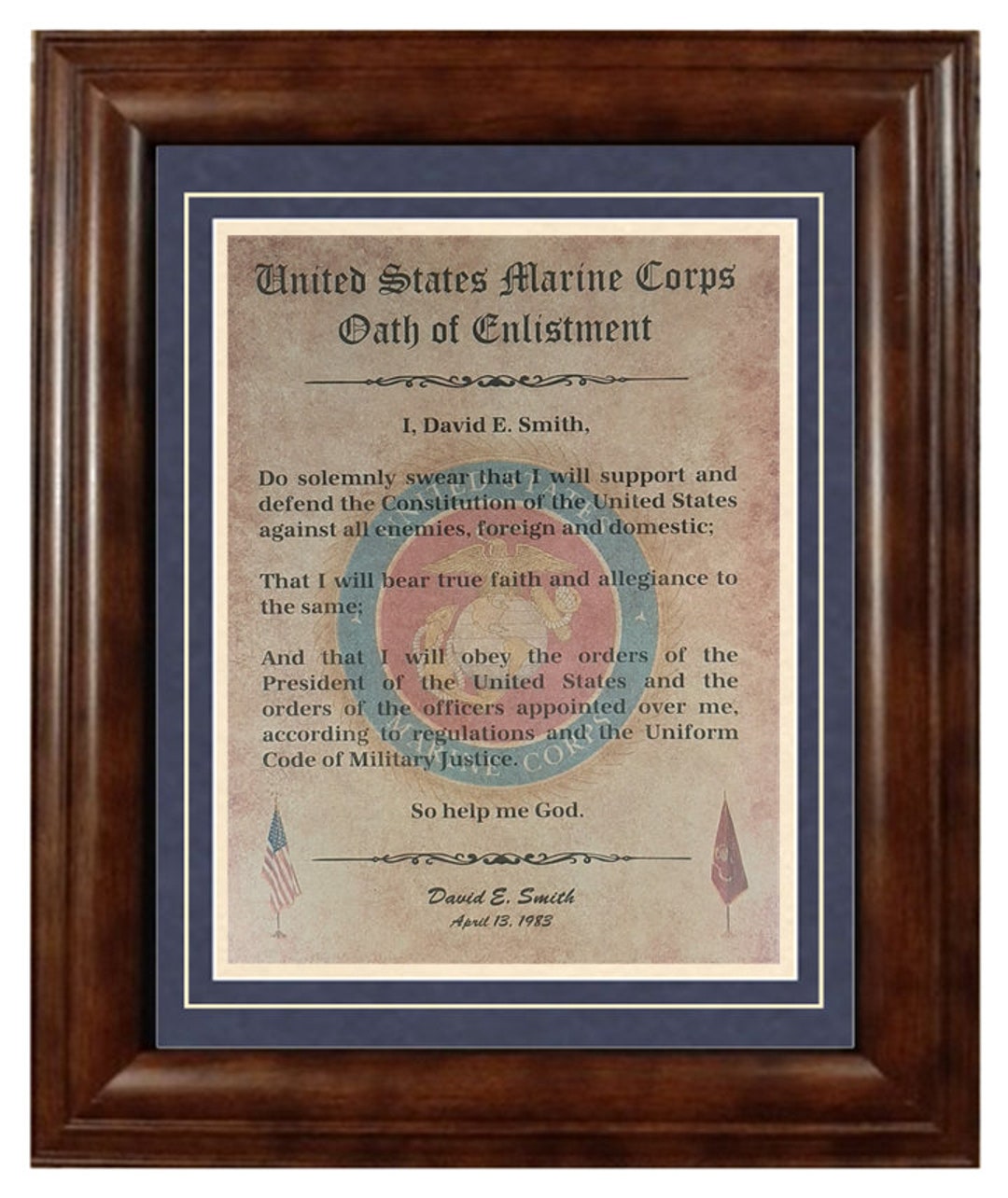 BEST U.S. Marine Corps Oath of Enlistment Certificate PERSONALIZED ...