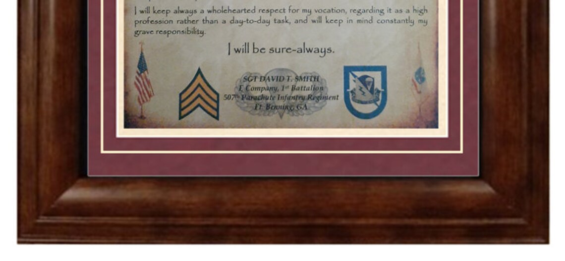 BEST U.S. Army Airborne Rigger's Pledge Framed Matted - Etsy
