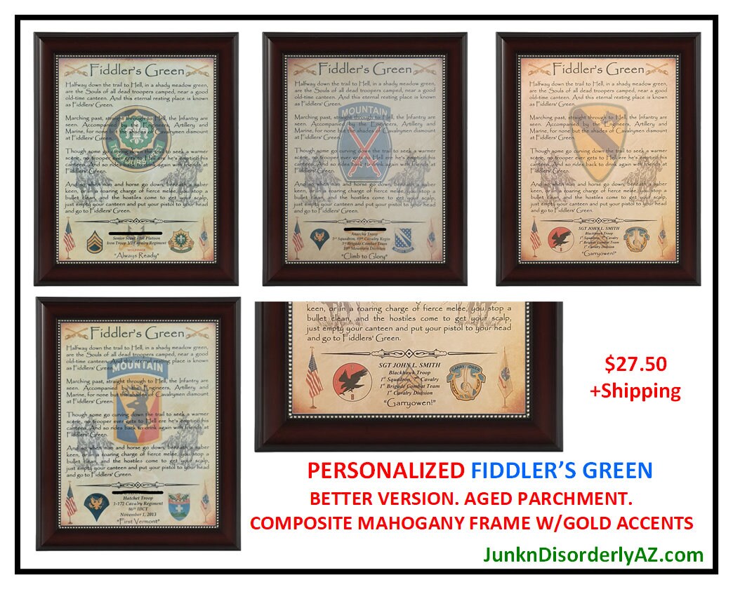 BETTER U.S. Army Cavalry Fiddler's Green Aged Parchment | Etsy