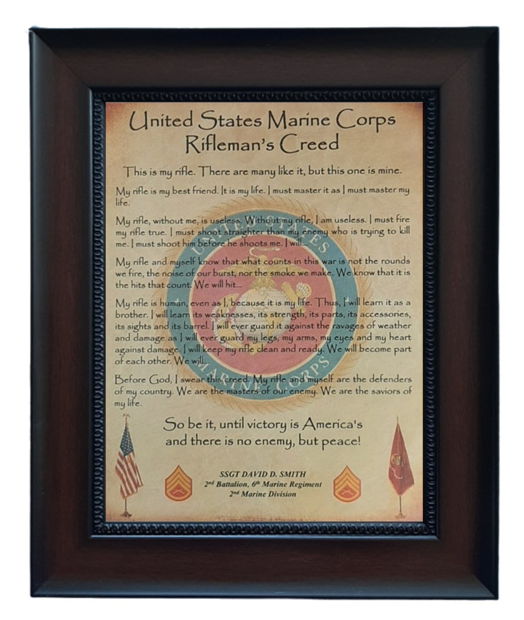 BETTER U.S. Marine Corps Rifleman's Creed Aged Parchment Framed ...