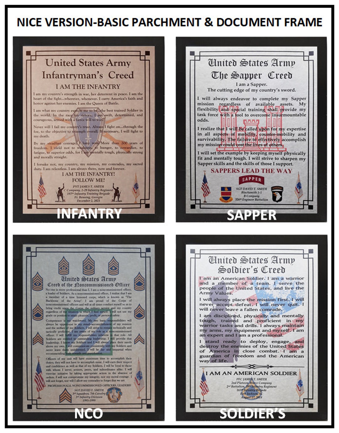 NICE or BETTER U.S. Army Creeds: Choice of Infantry Sapper - Etsy 日本