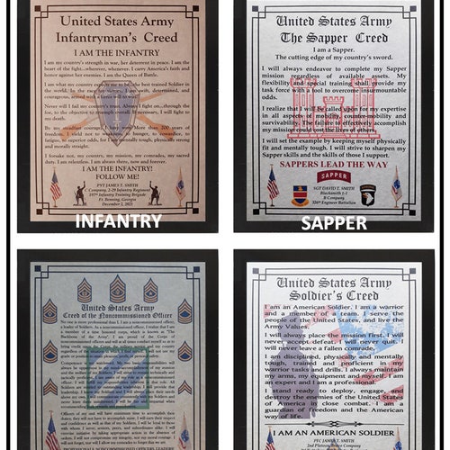 Collectibles Memorabilia NICE or BETTER Army Sapper Creed PERSONALIZED ...