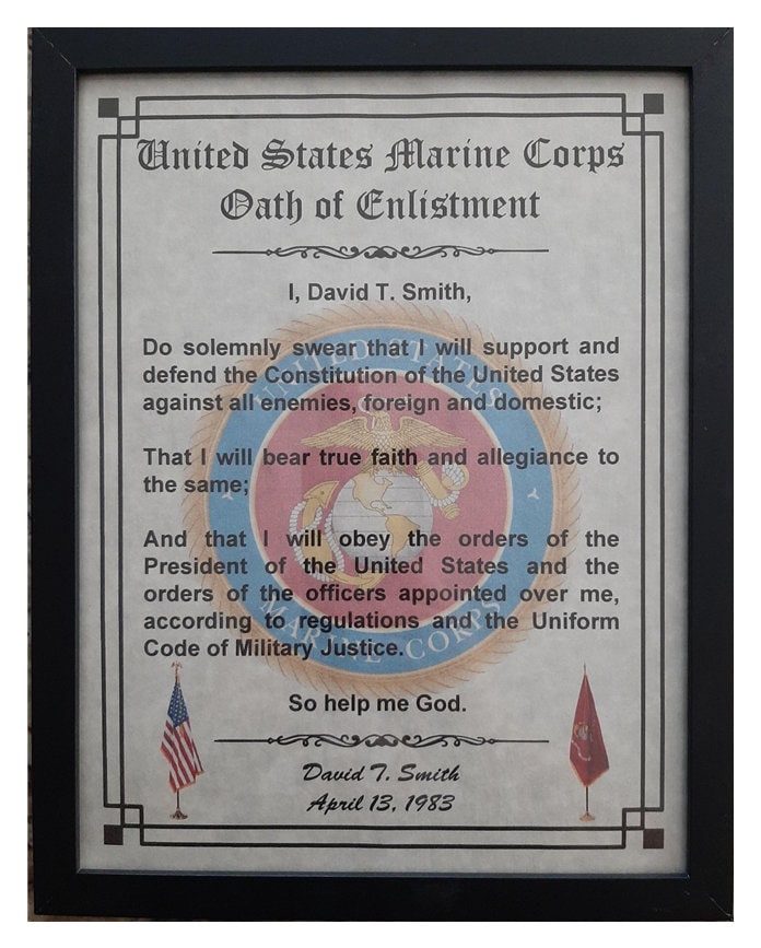 NICE or BETTER Oath of Enlistment Certificate: U.S. Marines - Etsy