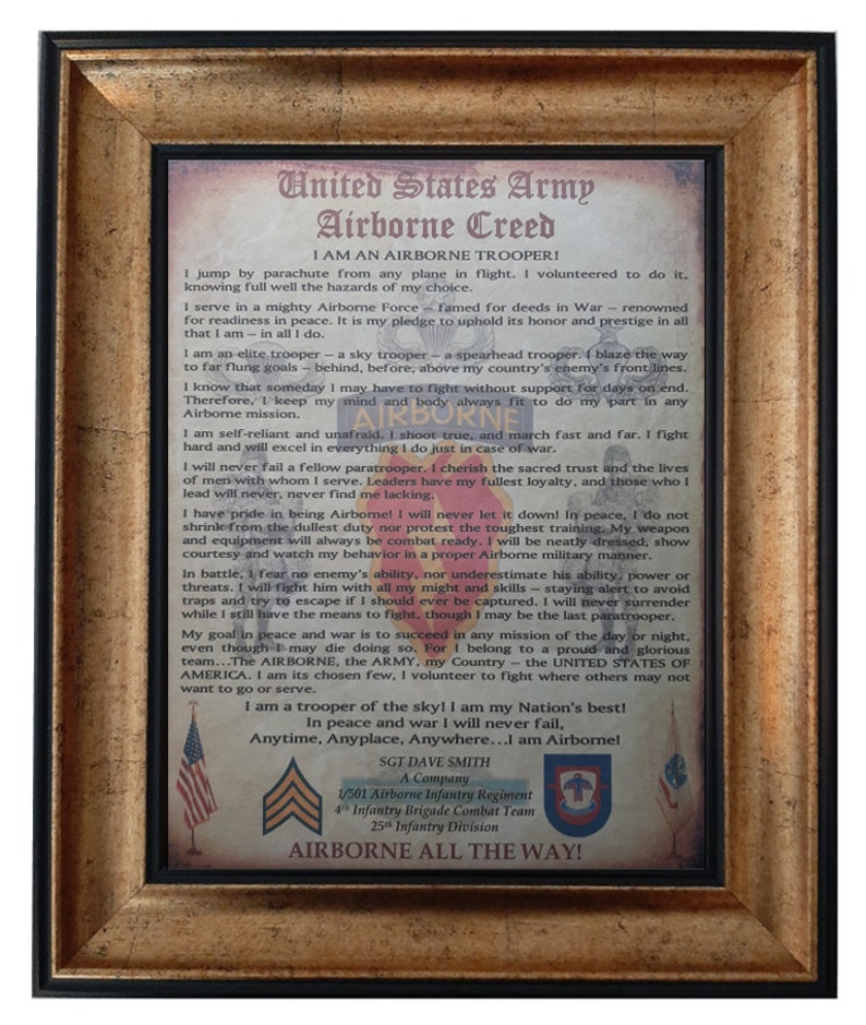 BETTER U.S. Army Paratrooper Airborne Creed: 4th BCT 25th Infantry ...